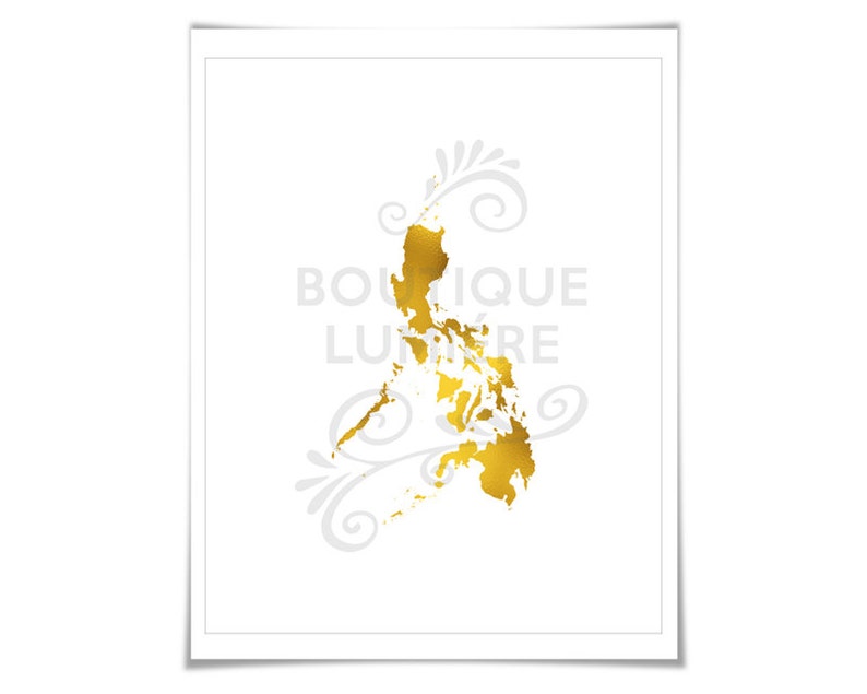 Philippines Map Gold Foil Art Print Philippines Print Gold | Etsy