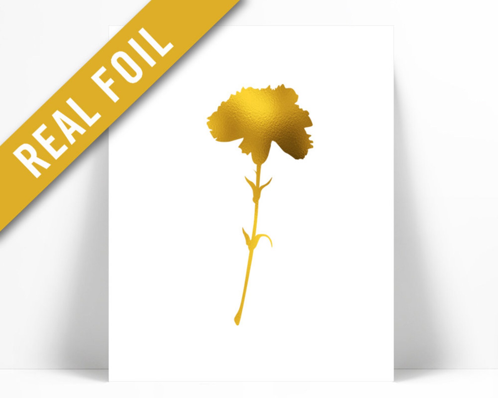 Carnation Print Gold Foil Print Flower Poster Floral Art - Etsy