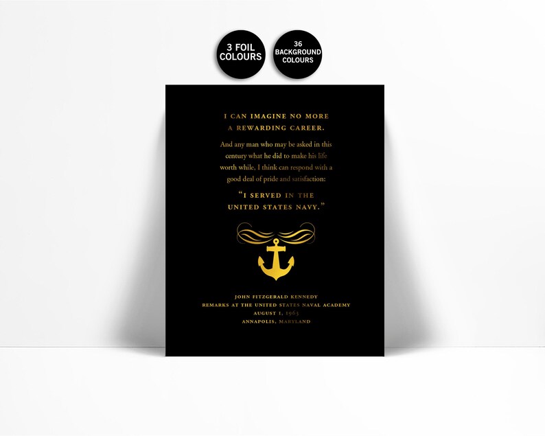 John Fitzgerald Kennedy US Navy Speech Gold Foil Art Print - JFK ...