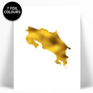 Costa Rica Map - Gold Foil Print - Costa Rica Art Print - Gold Foil Map ...