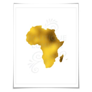 Africa Map - Gold Foil Print - Gold Africa Print - Gold Foil Map ...