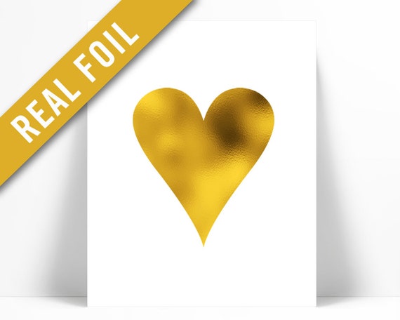 Gold Heart Art Print Gold Foil Print Nursery Wall Art | Etsy