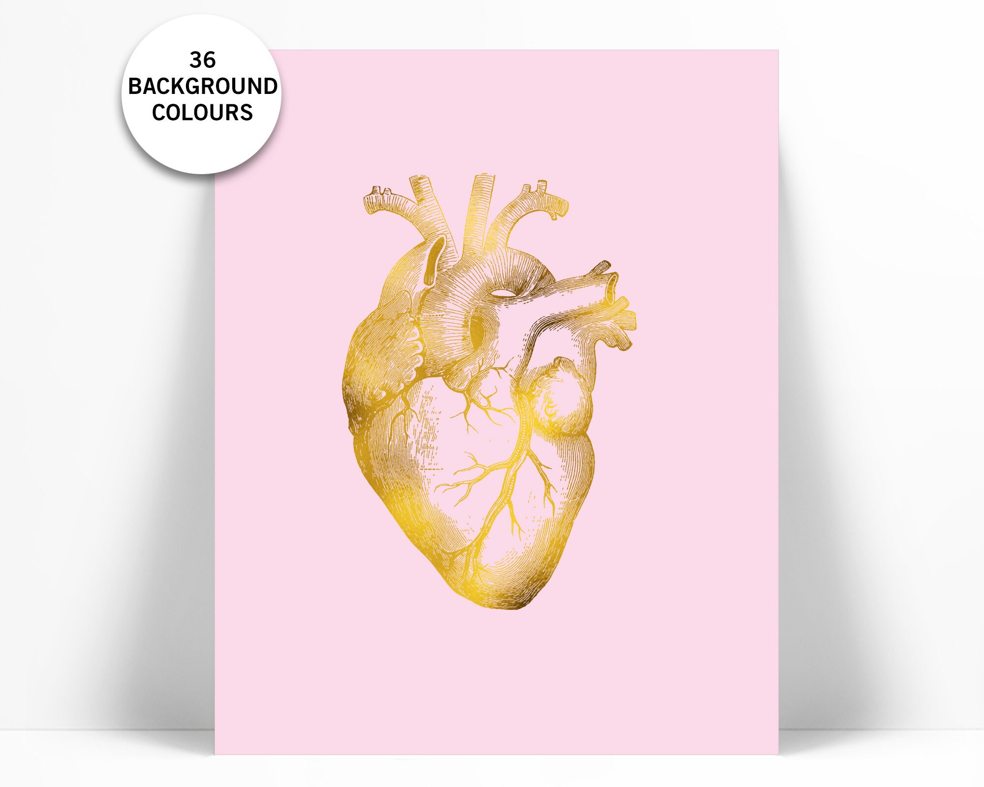 Human Heart Anatomical Gold Foil Art Print Real Gold Foil - Etsy Canada