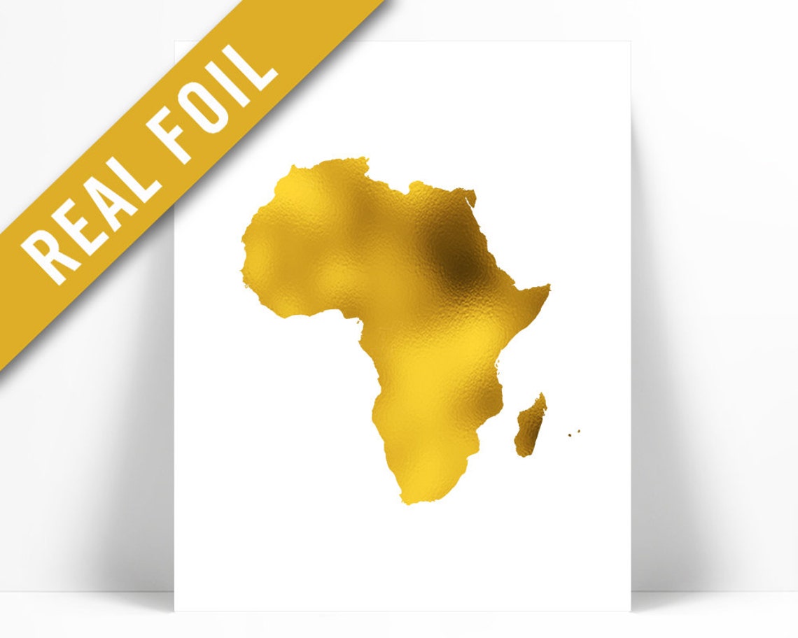 Africa Map Gold Foil Print Gold Africa Print Gold Foil | Etsy