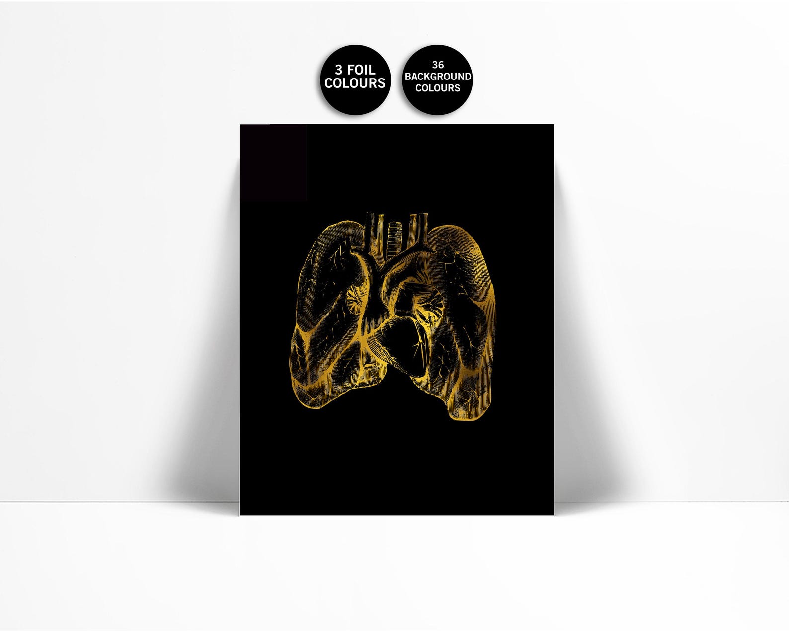 Human Lungs Anatomical Real Gold Foil Art Print - Anatomy Wall Art ...