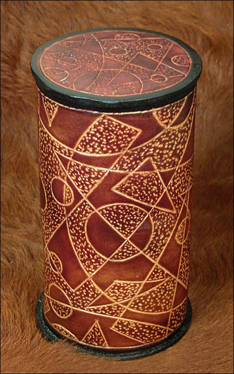 Handmade Leather 'art Deco' Cylindrical Trinket Box - Etsy