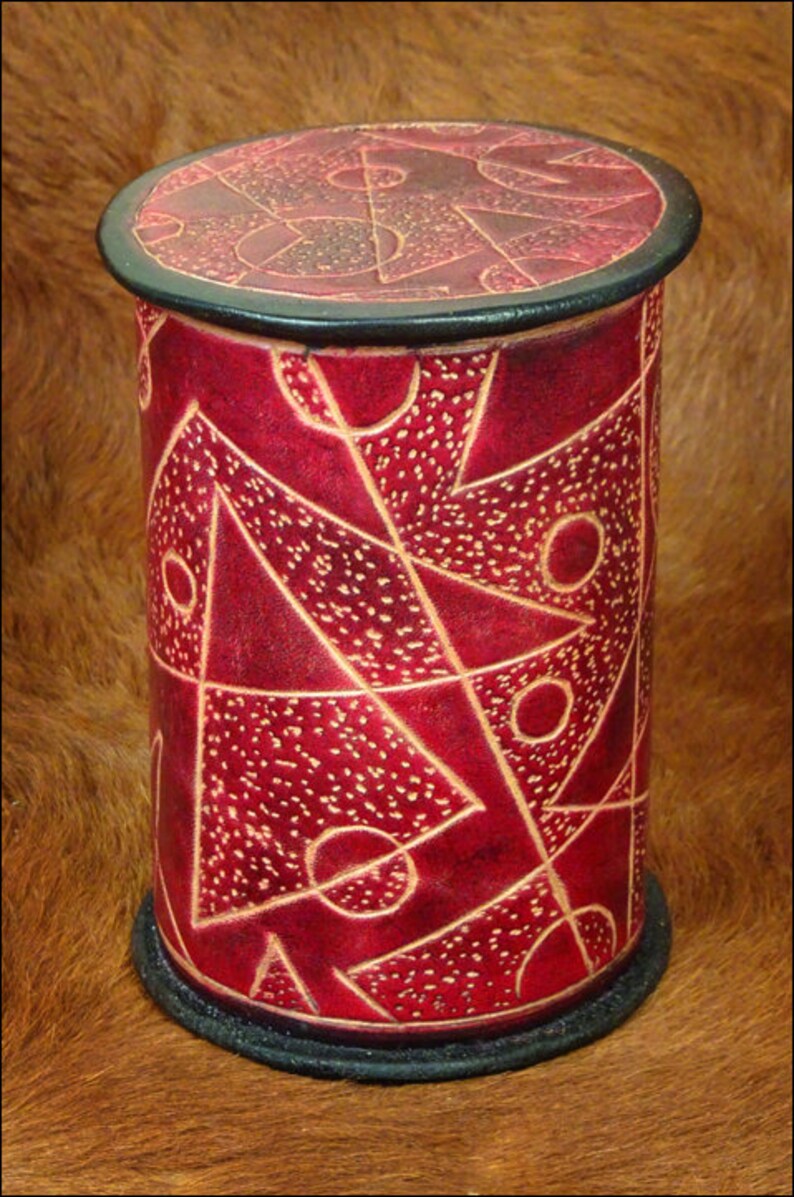 Handmade Leather 'art Deco' Cylindrical Trinket Box - Etsy