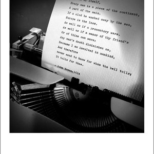 John Donne Hand Typed Poem 'no Man is an Island' Inspirational Poem ...