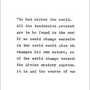 Gandhi Typewriter Quote 'mirror the World', Hand Typed Minimalist Gift ...
