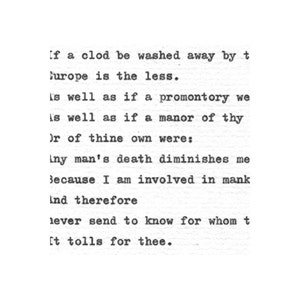 John Donne Hand Typed Poem 'no Man is an Island' Inspirational Poem ...