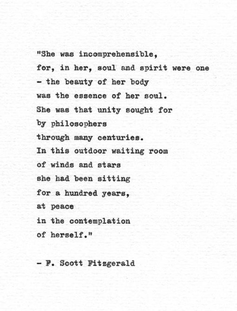 F. Scott Fitzgerald Vintage Letterpress 'beauty and Soul ' Hand Typed ...