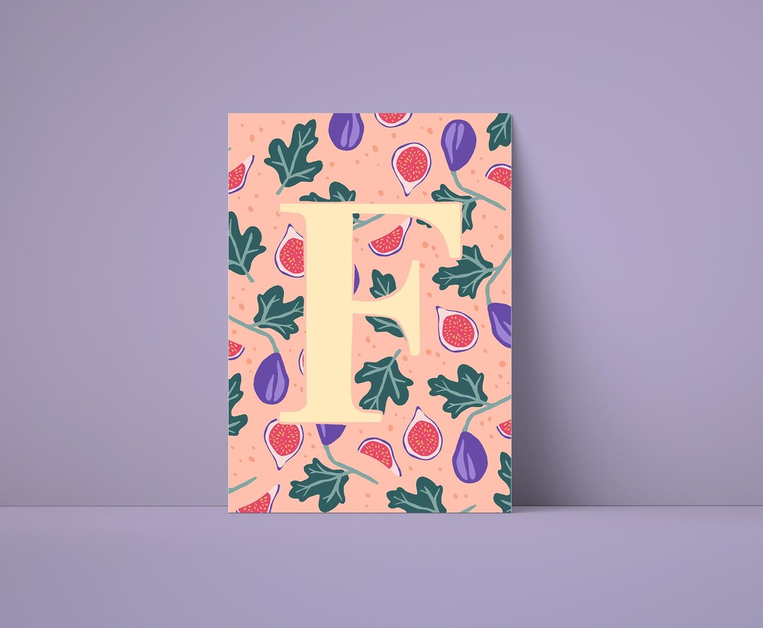 Letter F Poster - Digital ABC Picture With Fig Illustration | Wall ...