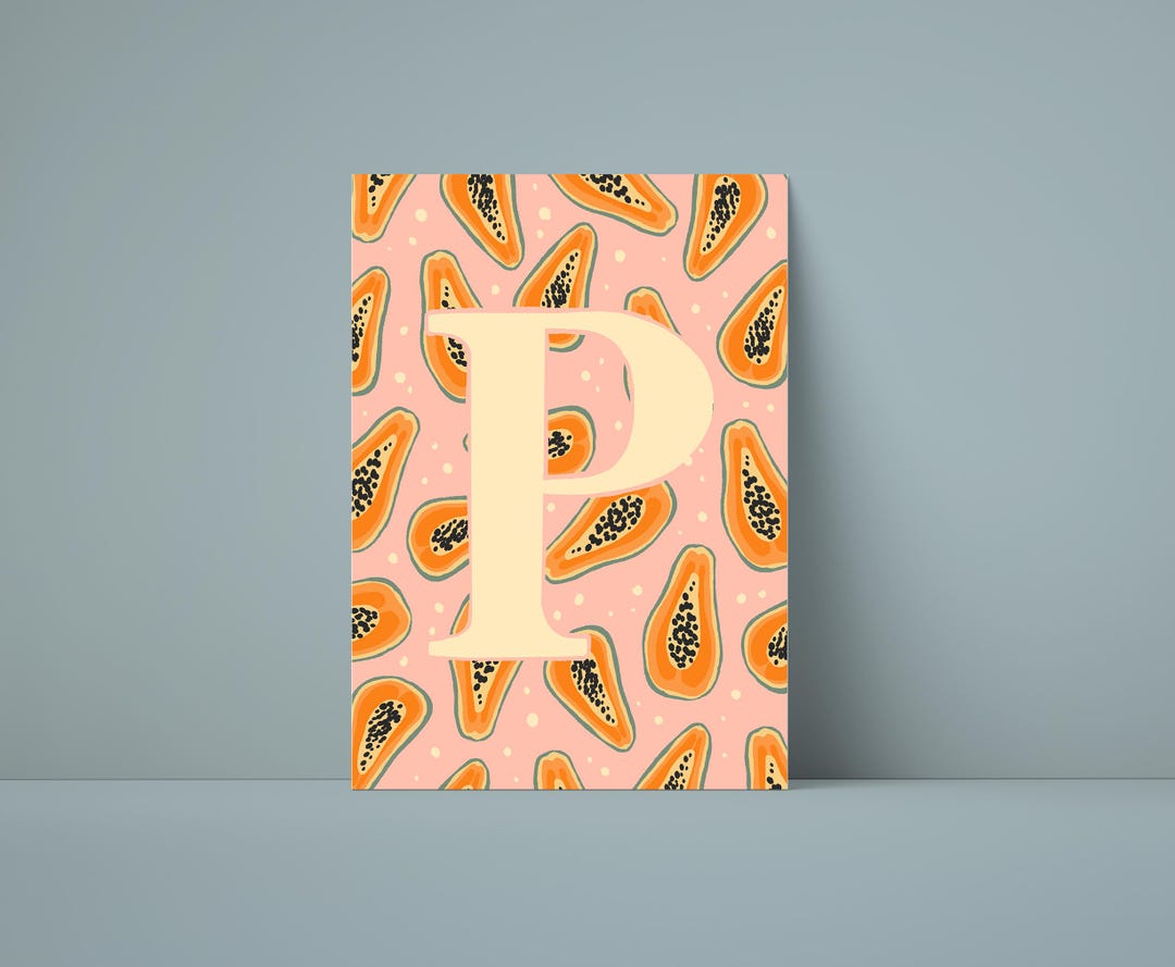 Letter P Poster - Digital ABC Picture With Papaya Illustration | Wall ...