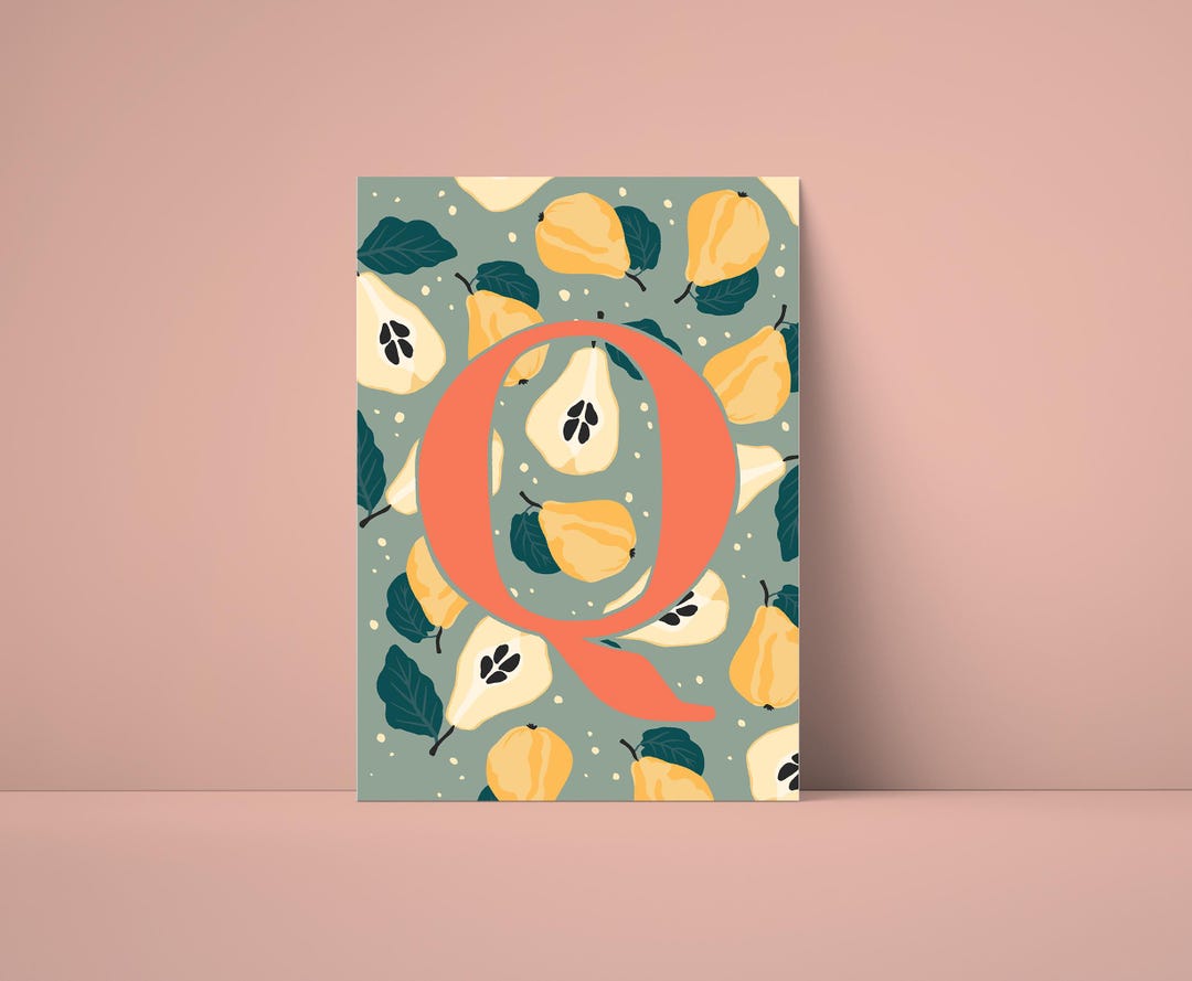 Letter Q Poster - Digital ABC Picture With Quince Illustration | Wall ...