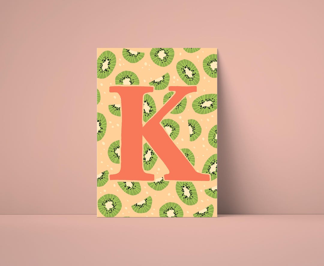 Letter K Poster - Digital ABC Picture With Kiwi Illustration | Wall ...