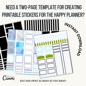 Editable Canva Template, Happy Planner, Editable Printable Sticker ...