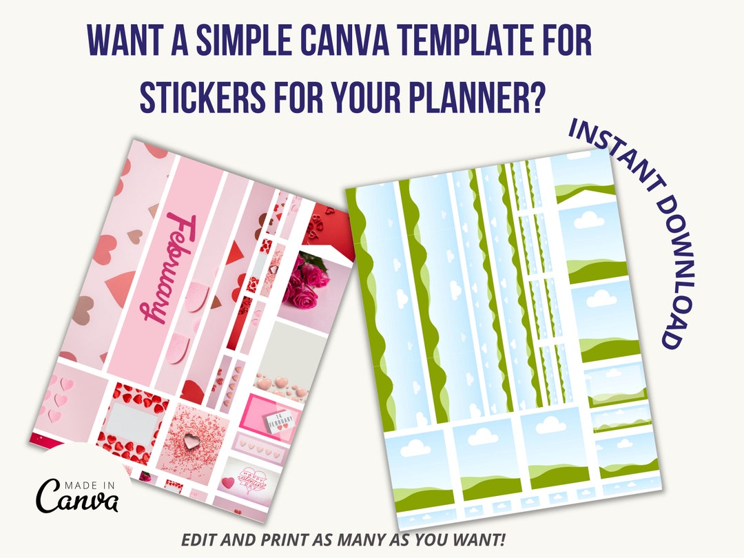 Editable Canva Template, One Page, Basic Printable Planner Stickers ...