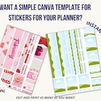 Flowers Leaves Planner Sticker Bundle, Canva Template Frames, Pattern ...