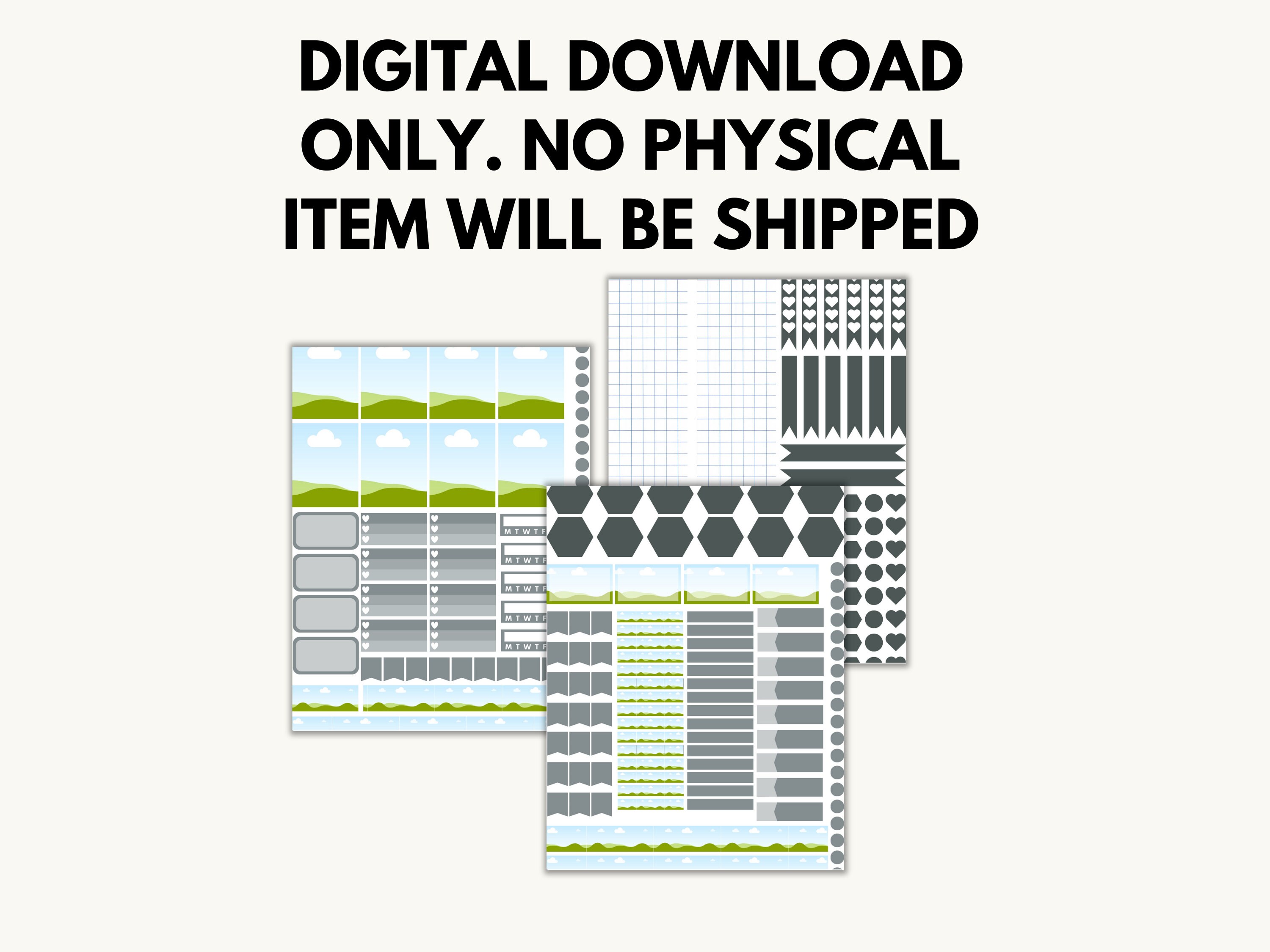 Canva Editable Sticker Template, Five Pages, 1.5 Vertical Planners ...