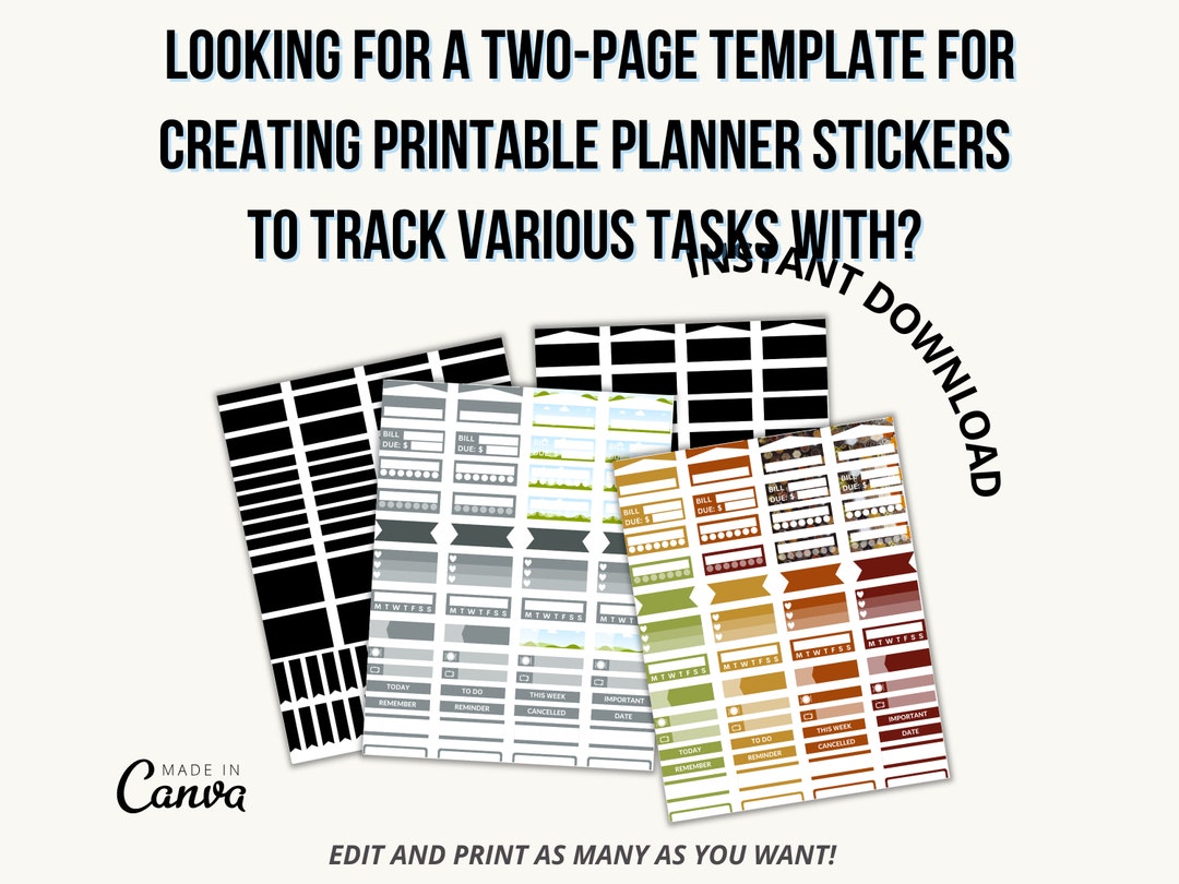 Editable Planner Stickers Template, Classic Planner, Commercial Use ...