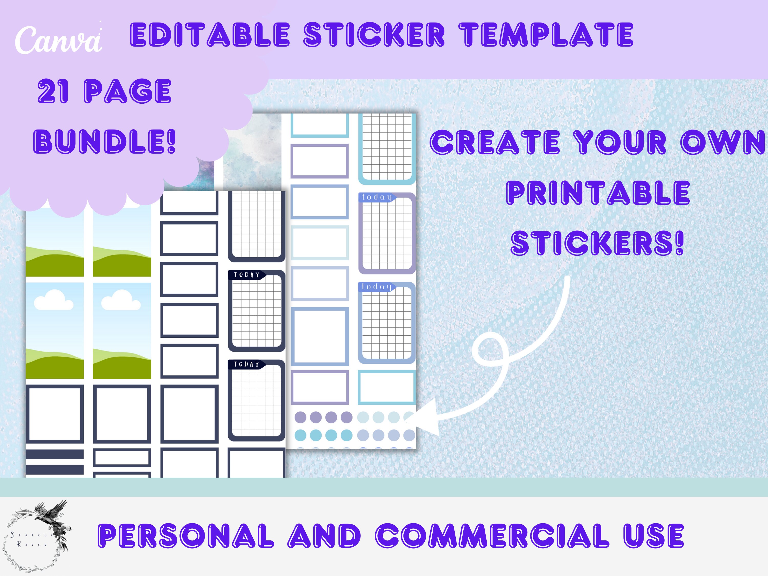 21 Page Bundle Editable Sticker Canva Template, Classic Happy Planner ...