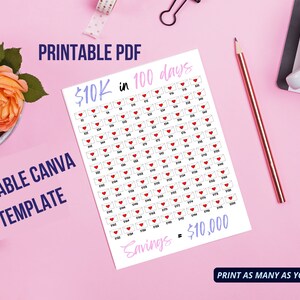 Save Big & Customize: Printable Savings Tracker + 10K Savings Challenge ...