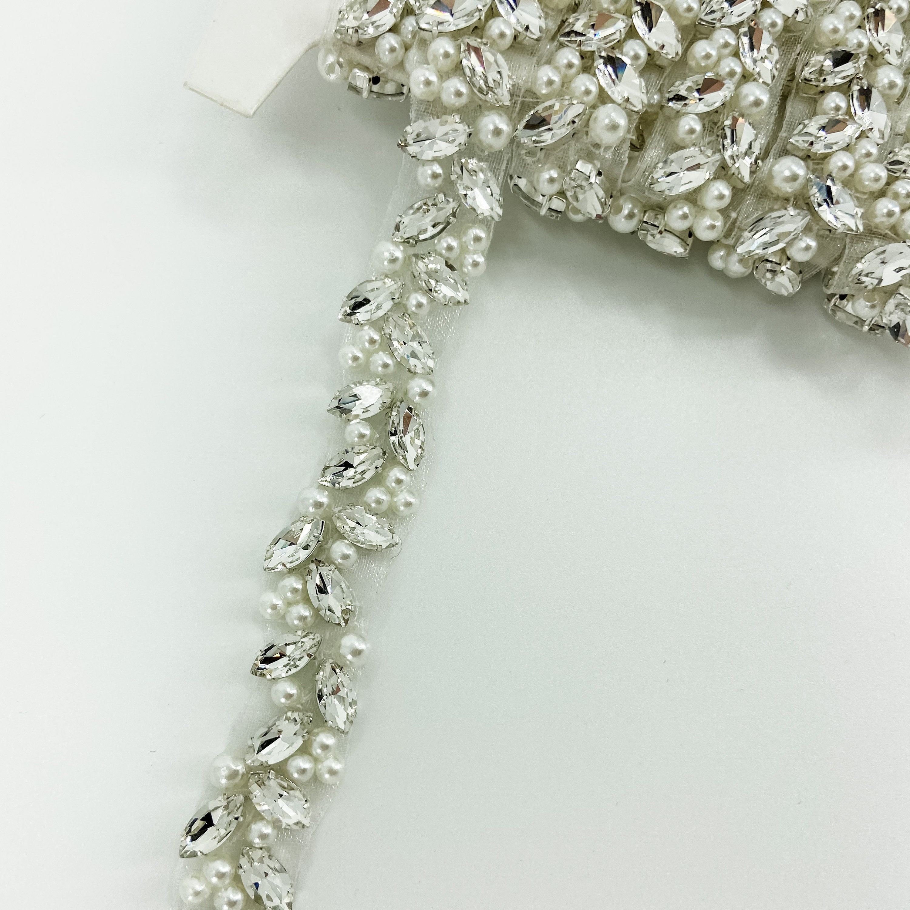Dainty Crystal Pearl Bridal Rhinestone Applique by the Yard - Etsy