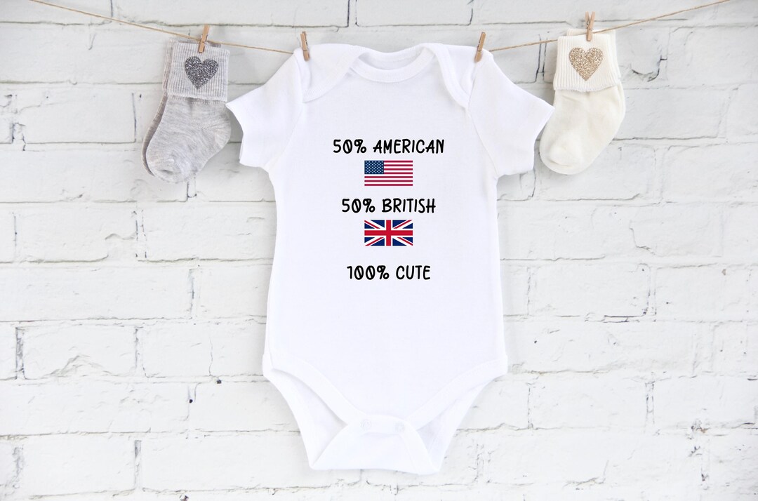 50% American 50 Percent British 100 Percent Cute Baby Vest - Novelty ...