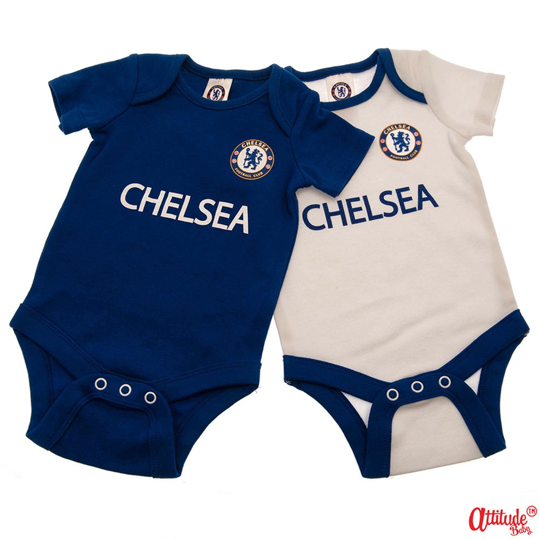 Chelsea Fc Baby Grows Official 2 Pack 1 Blue 1 White Baby Body Etsy
