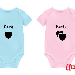 Twins Baby Grows -plain White Baby Grows-printed-copy Paste-baby Twins ...