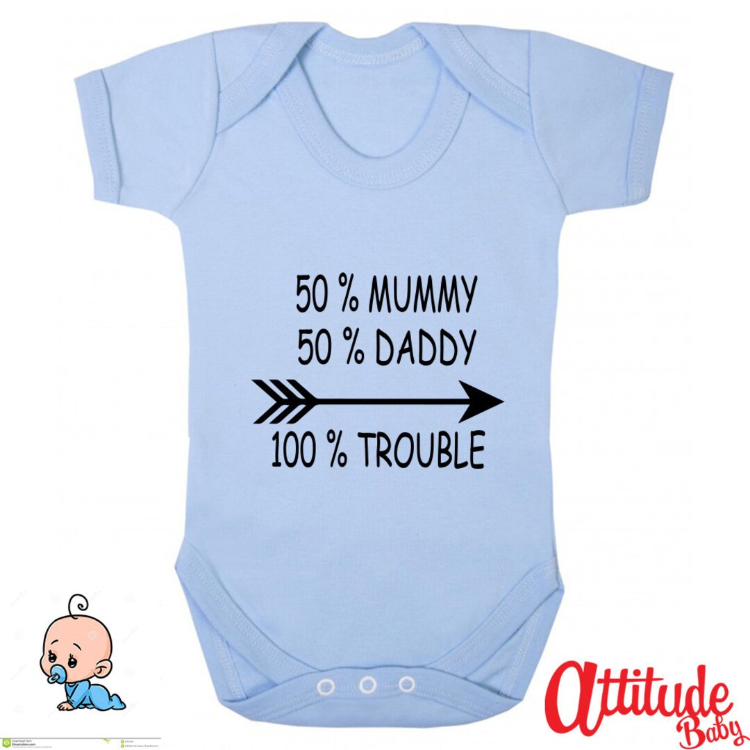 Funny Baby Grows-50 % Mummy-50 Daddy-100 per Cent Trouble-baby - Etsy