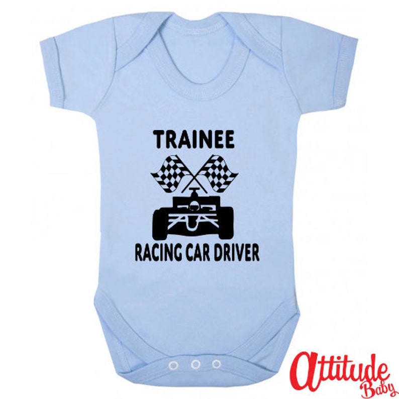 Funny Baby Grows-printed-trainee Racing Car Driver-funny Baby Grows ...
