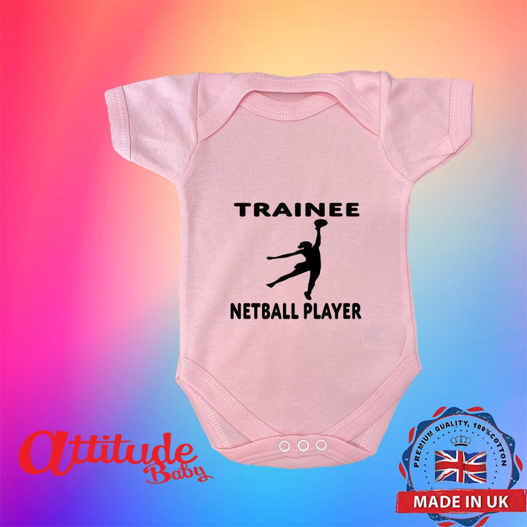 Baby Girl Netball Baby Grow Baby Grows-printed-trainee Netball - Etsy