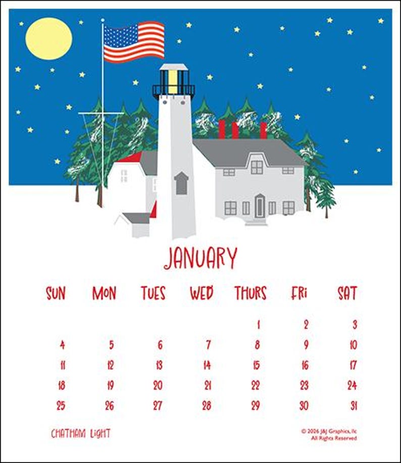 2026 Cape Cod Wall Calendar - Etsy