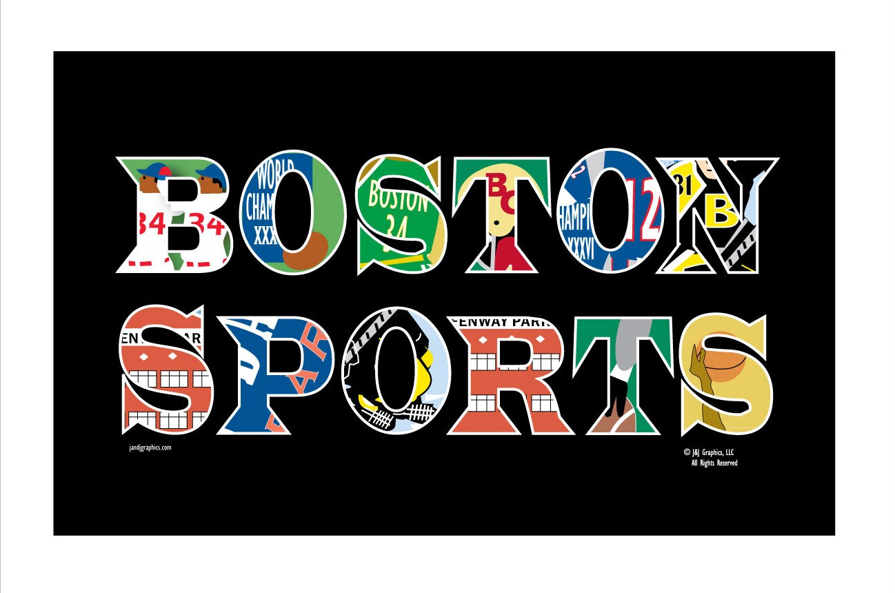 Boston Sports Abstract Logo Black or White - Etsy