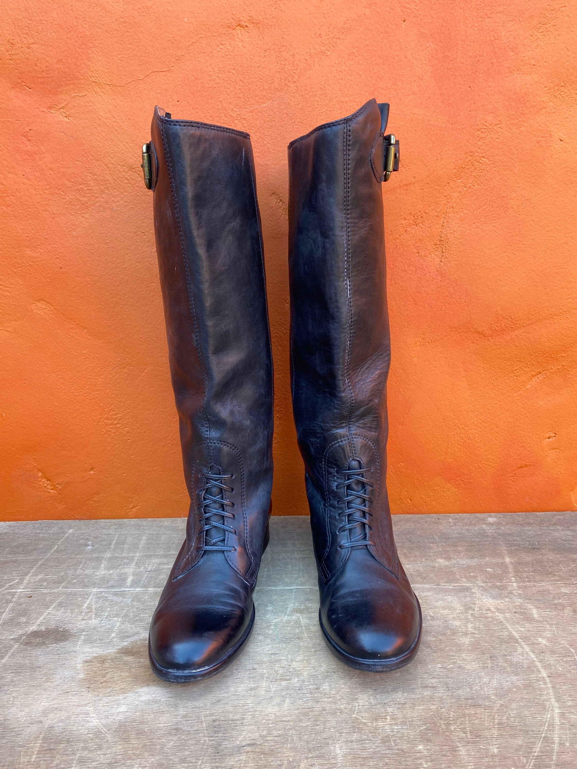 Vintage Emu Regent Black Leather Riding Boots Knee High Boots English ...