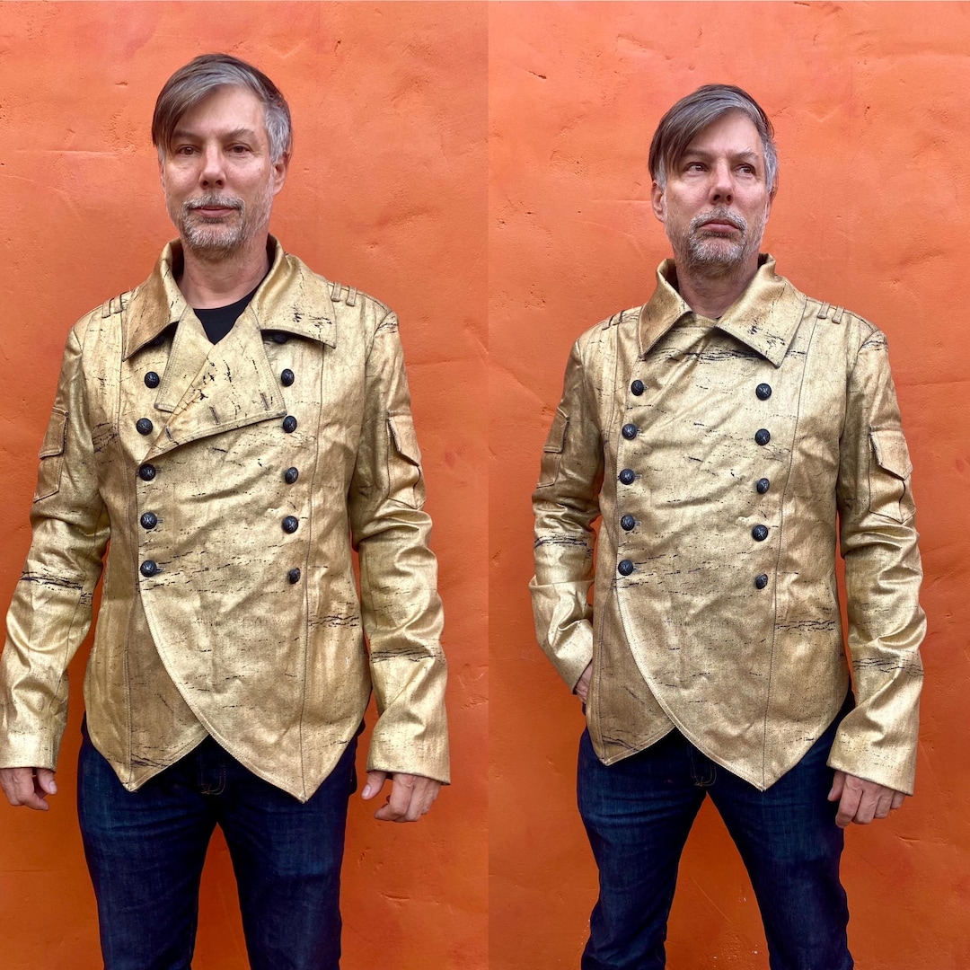 Vintage Men's Metallic Gold Steampunk Jacket With Tails. Cyberpunk ...