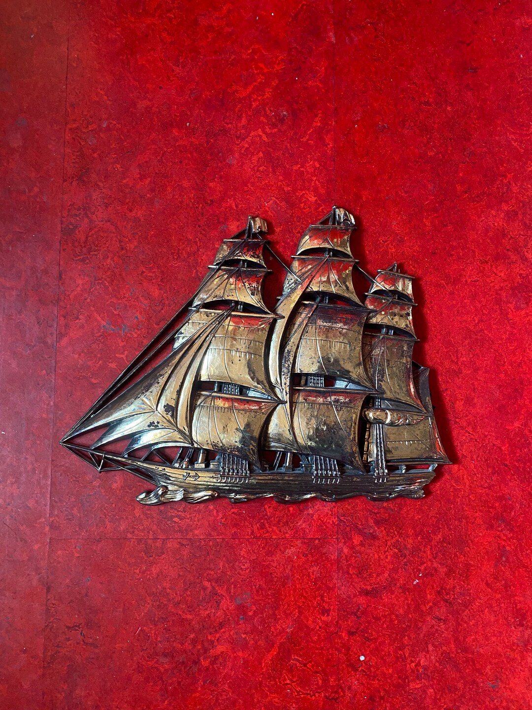 Vintage Gold Syroco Wall Pirate Ship Tall Ship Victorian Goth Gothic ...