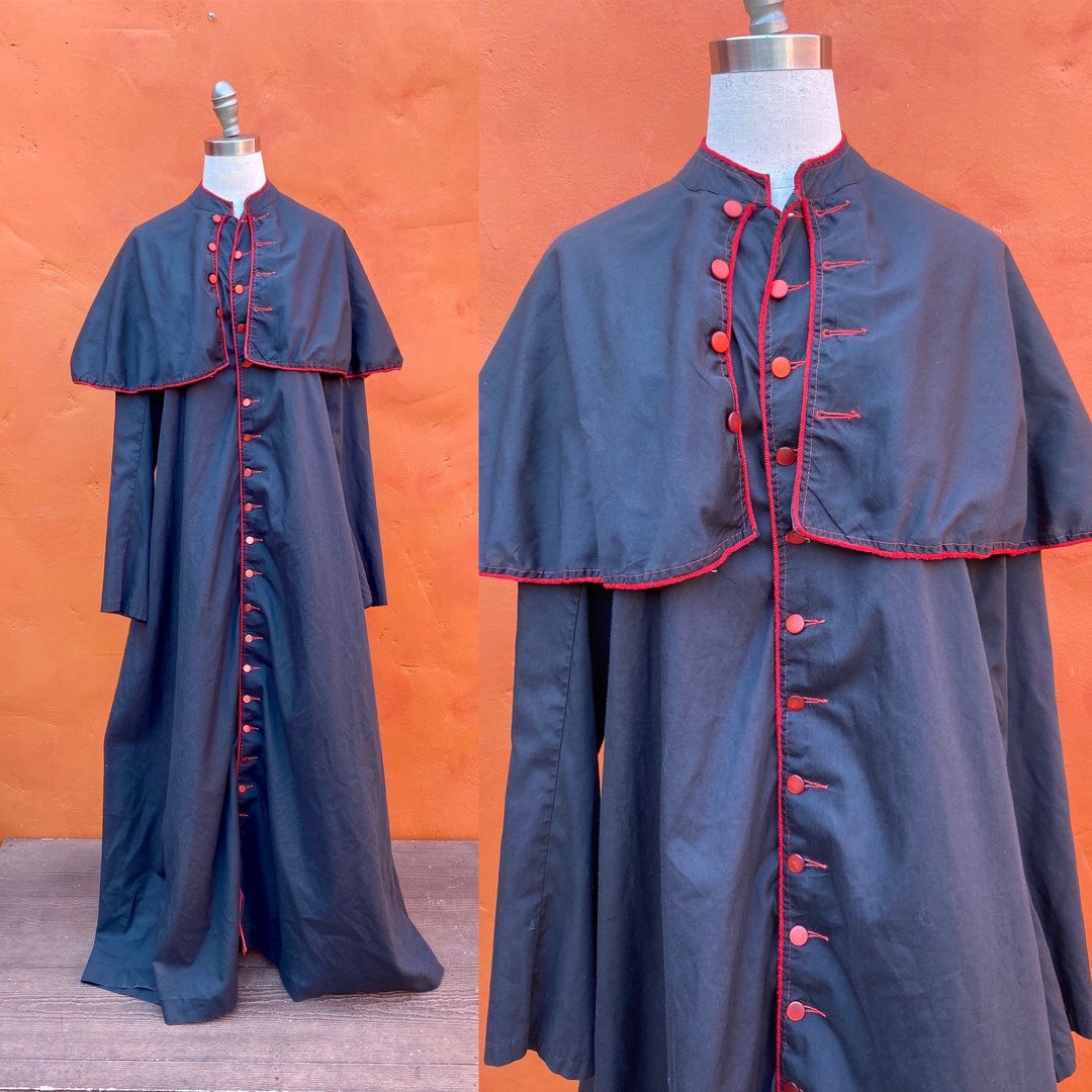 Vintage Priest Maxi Gown Dress Black Cassock Vestment Theater Fantasy ...