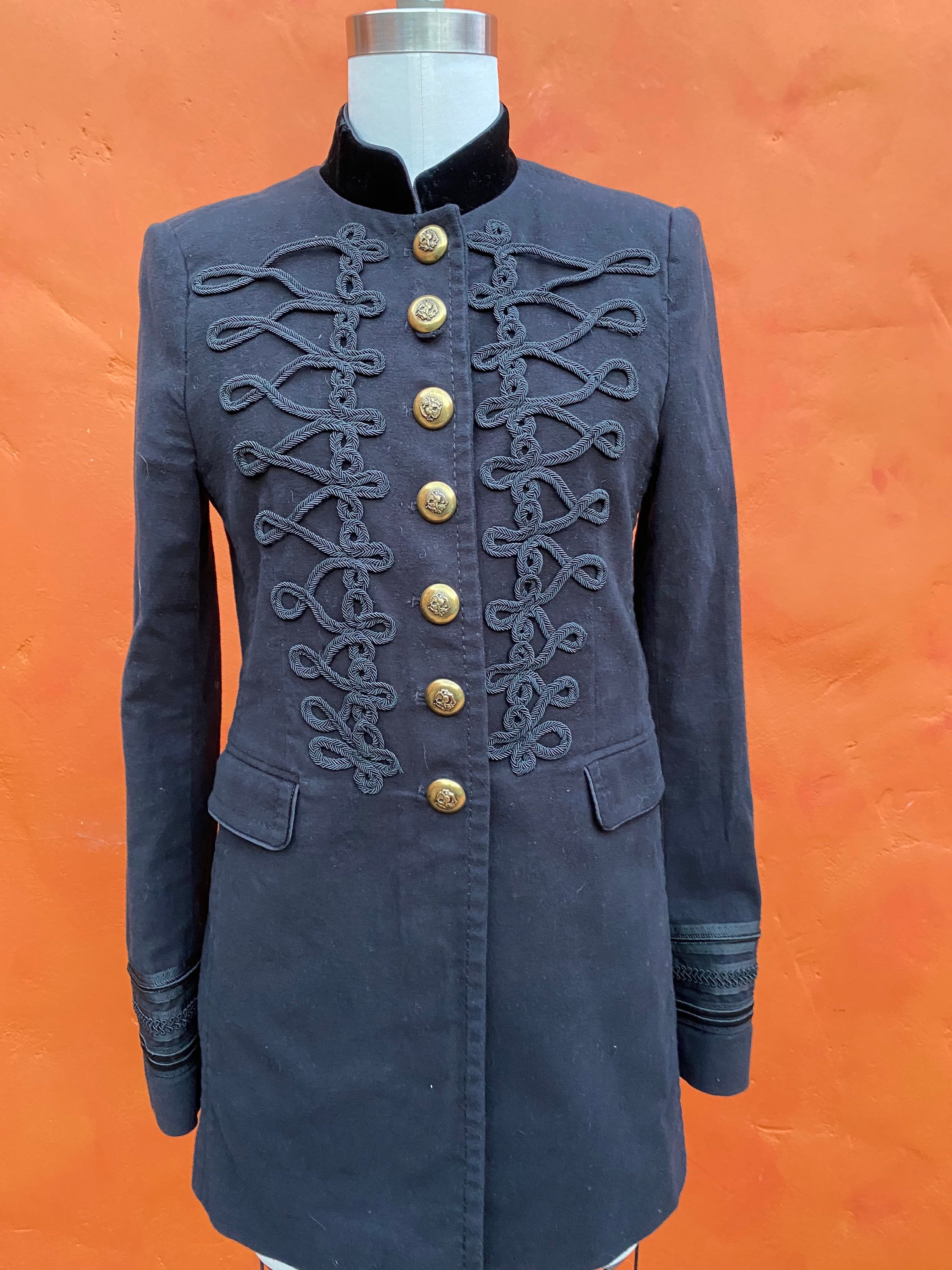 Vintage Black Military Victorian Steampunk Blazer Jacket Coat Military ...