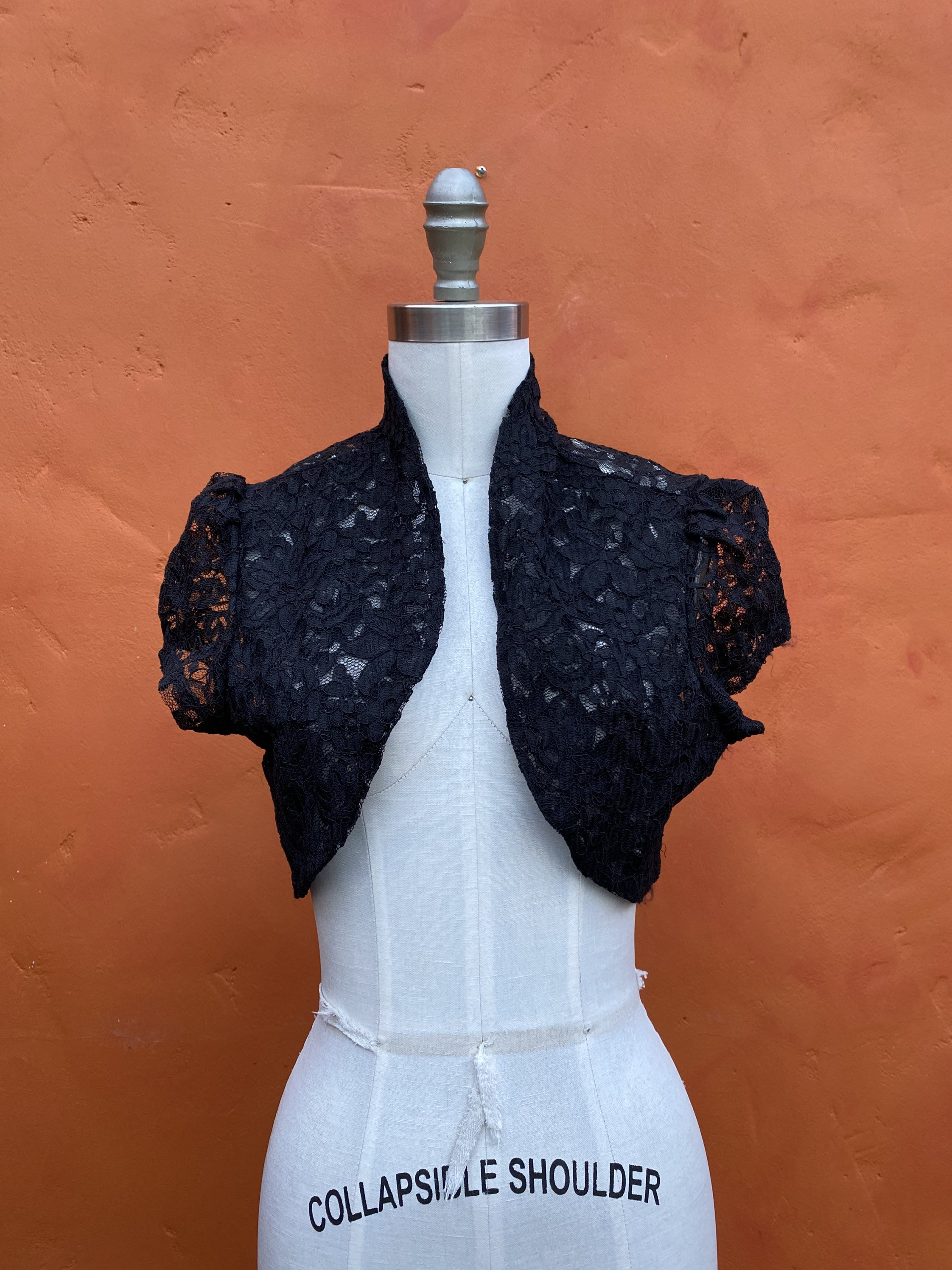 Vintage 1990s Y2K Black Lace Shrug Jacket ** Dark Boho Goth Gothic ...