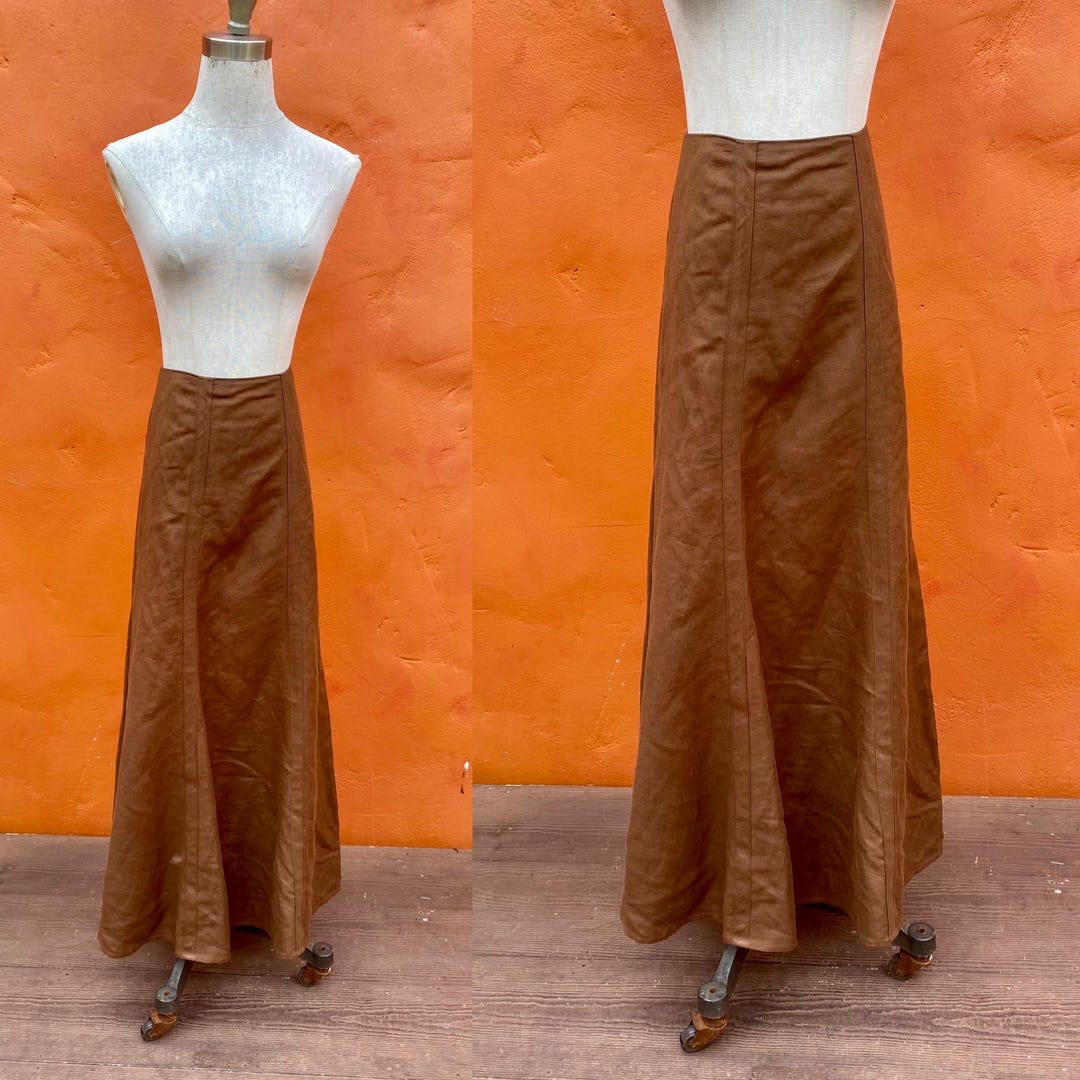 Vintage Brown Edwardian Style Maxi Skirt ** Victorian Suffragette ...