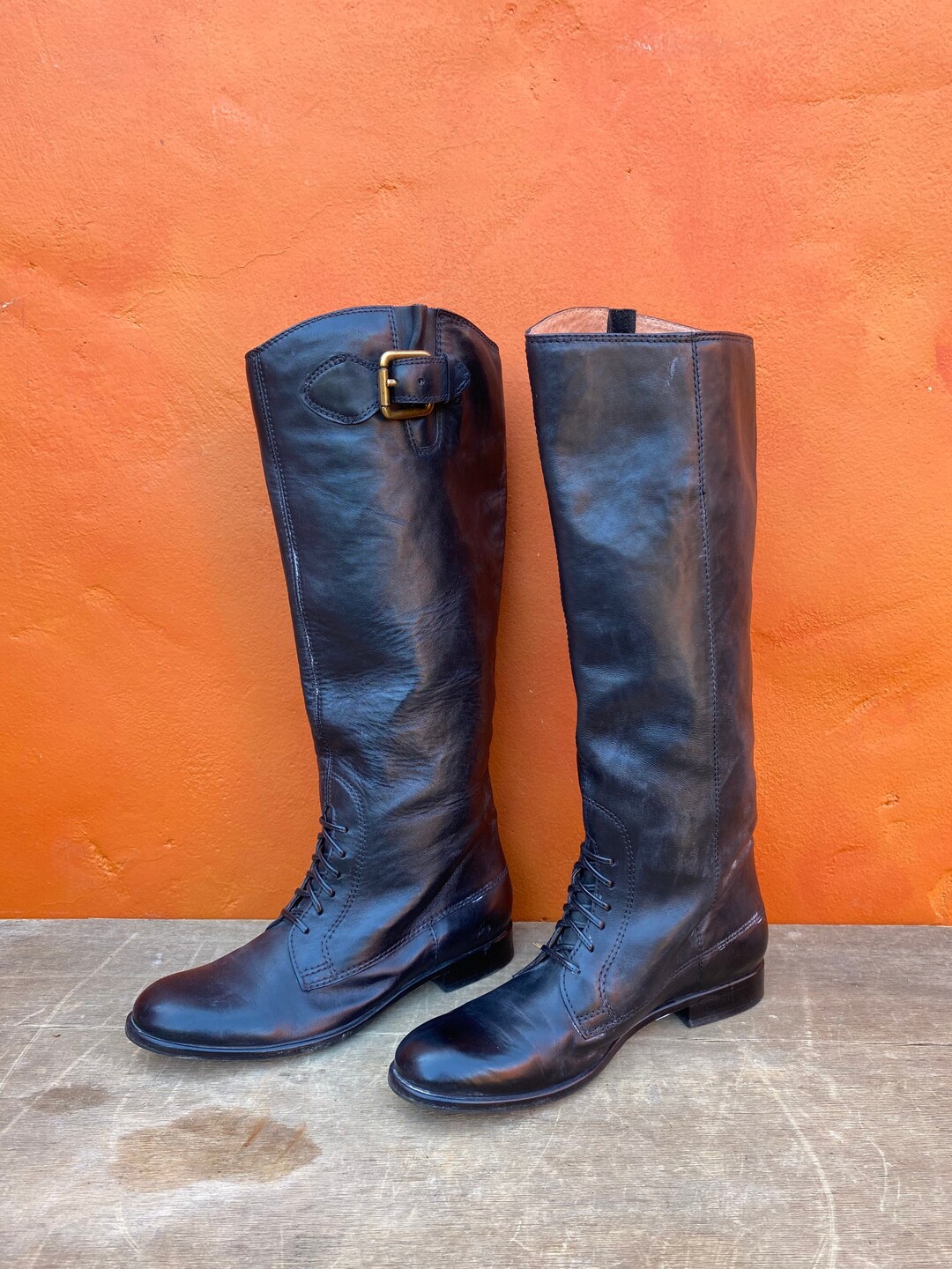Vintage Emu Regent Black Leather Riding Boots Knee High Boots English ...