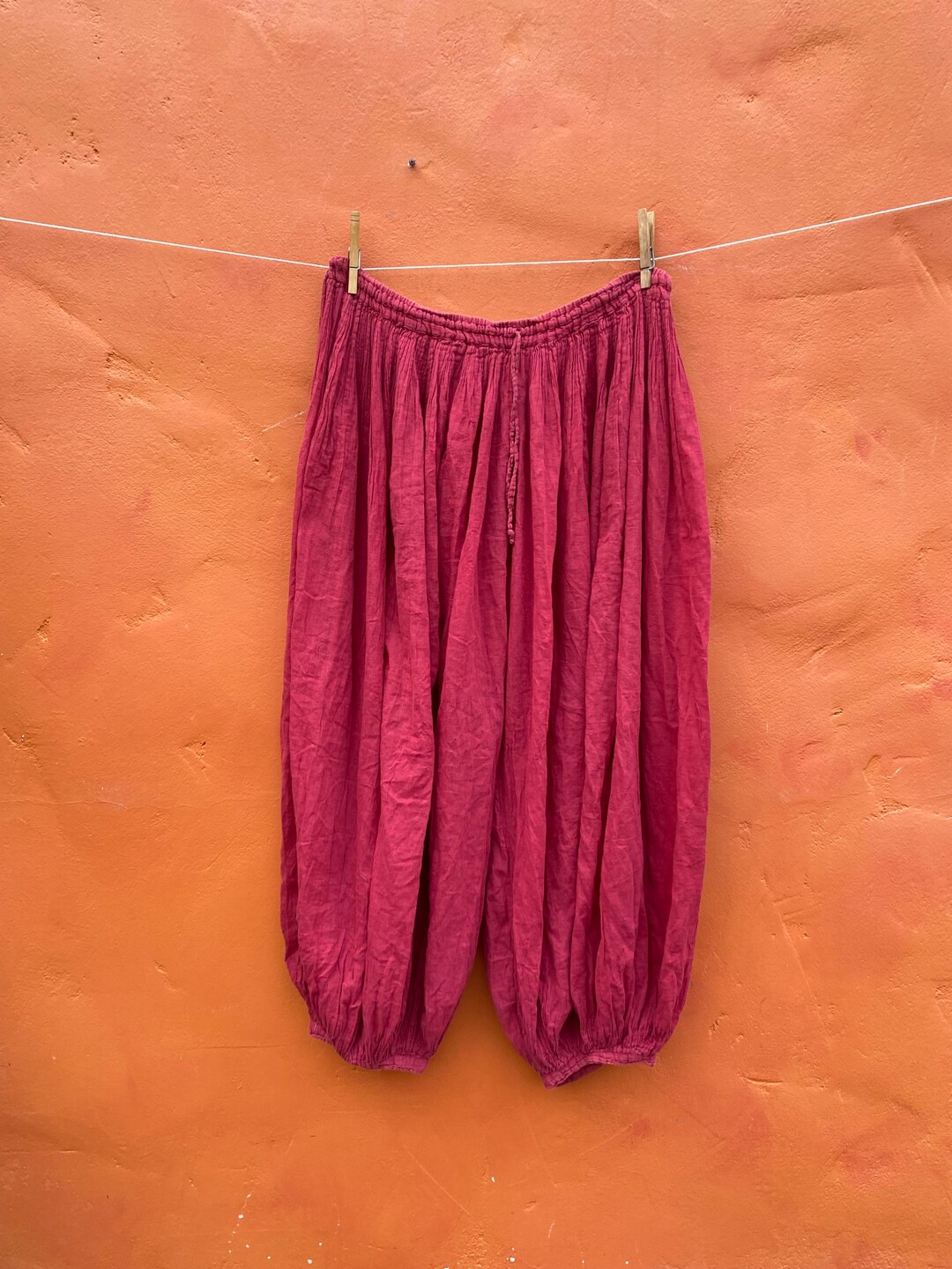 Vintage Women's Red Cotton Gauze Bloomer Pants ** Lagenlook Pirate ...