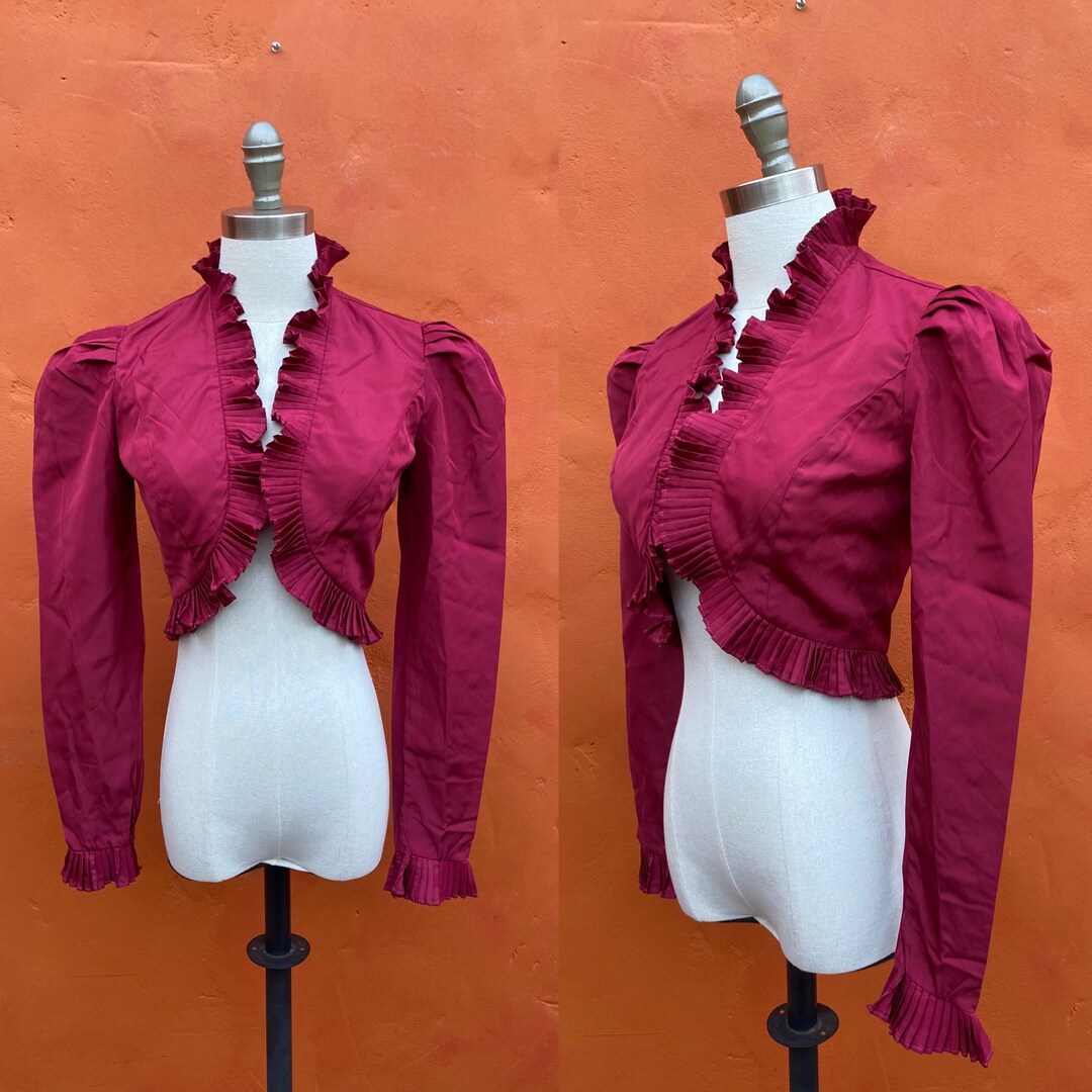 Vintage 1980s Puffed Sleeve Ruffle Cropped Bolero Jacket - Etsy