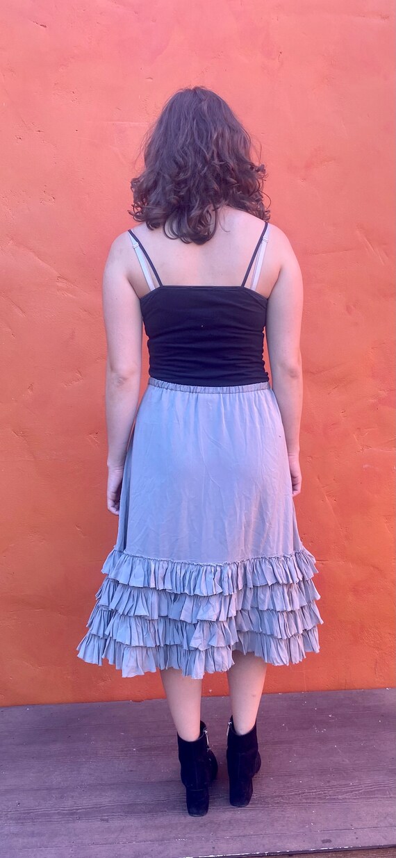 Vintage Gray Silk Ruffled Tiered Skirt. Romantic Goth… - Gem