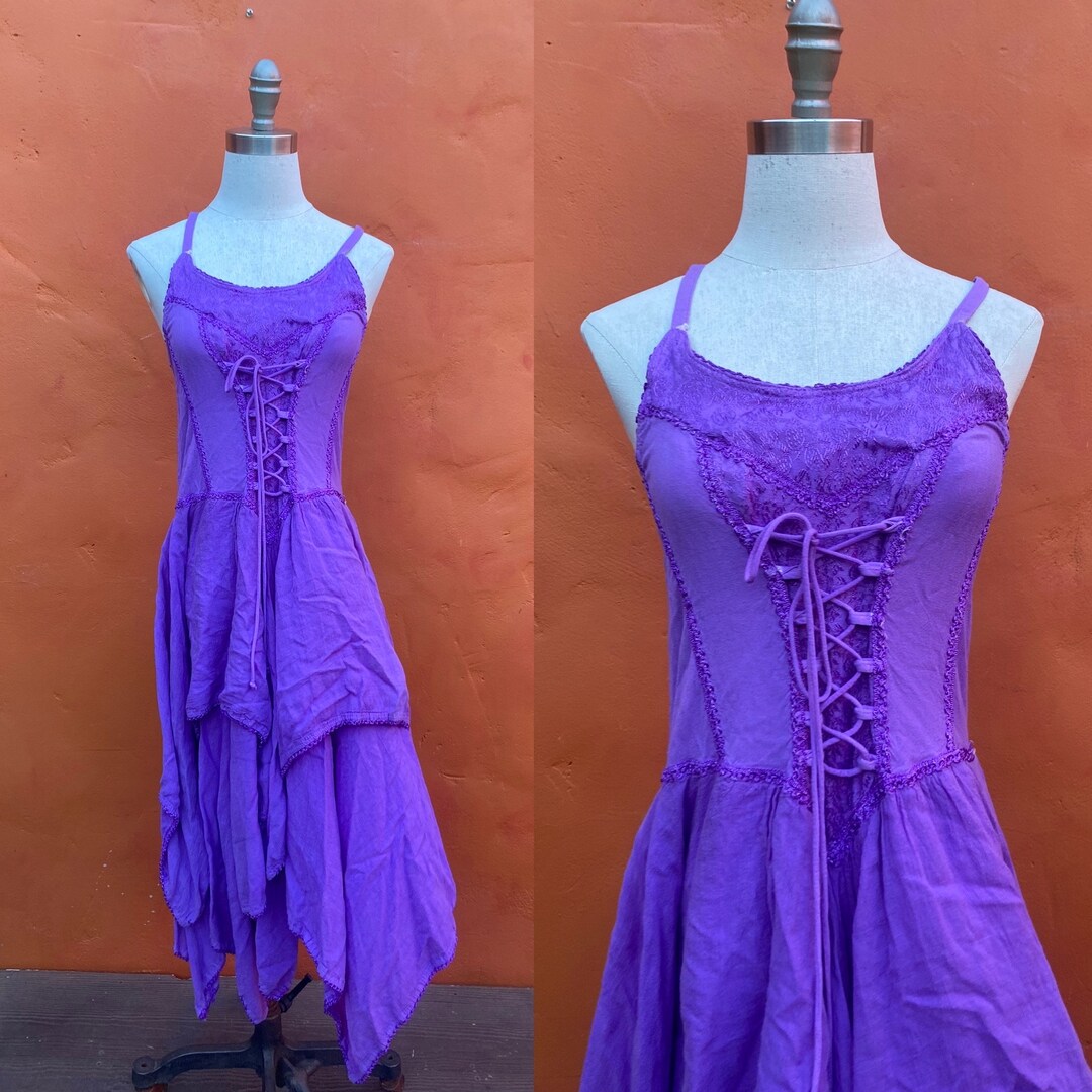 Vintage Fit Flare Layered Tiered Laced Purple Dress * Fairycore ...