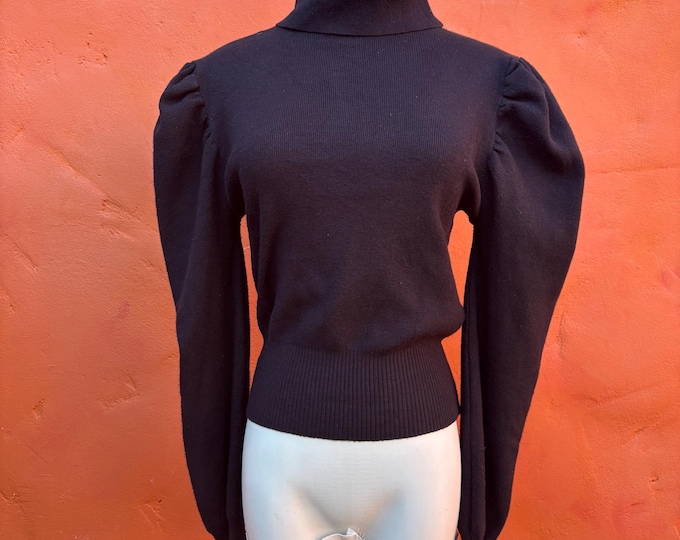 Vintage Black Edwardian Style Sweater Top. Mutton Sleeves. Voluminous ...