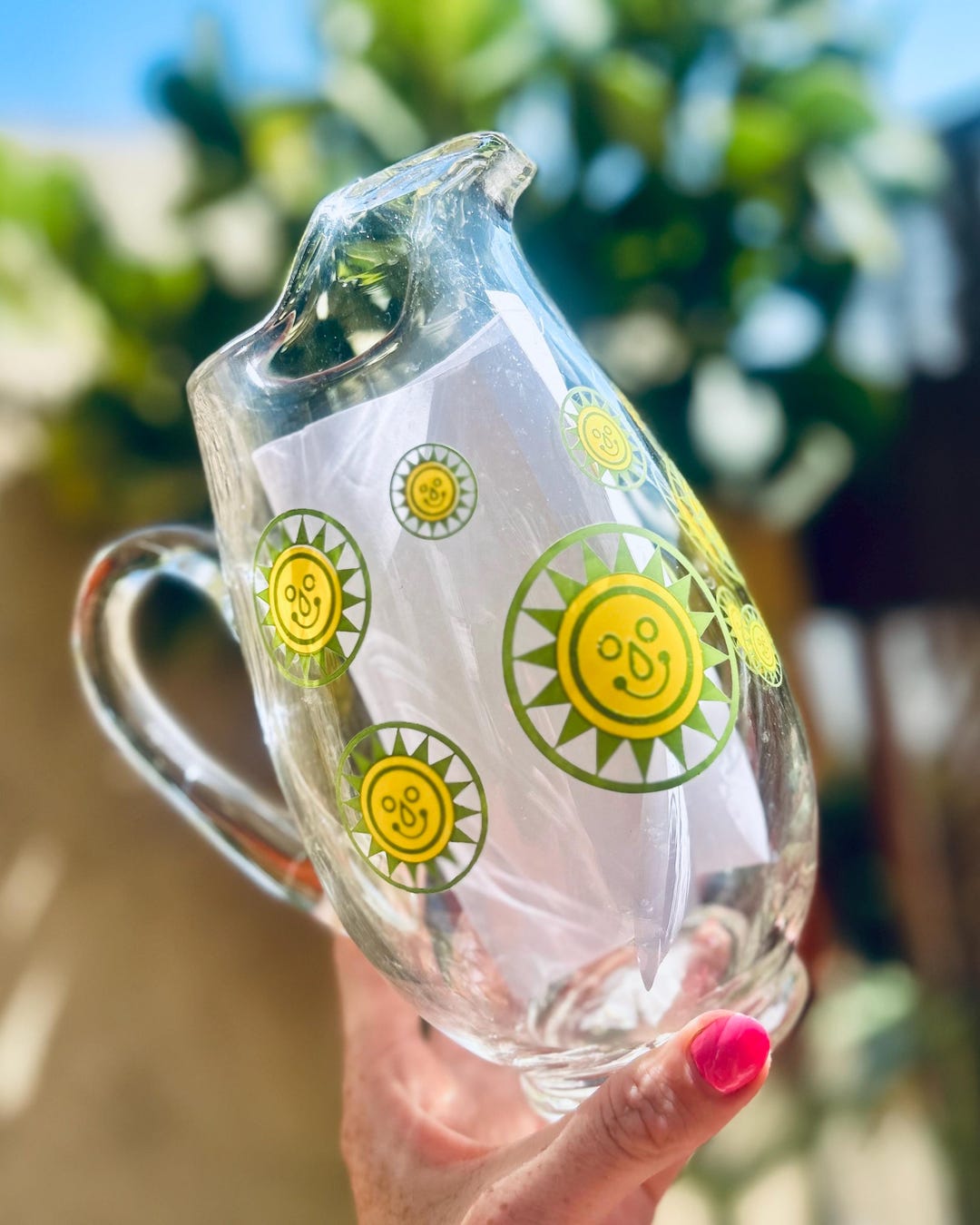 Vintage 70s Celestial Sun Face Water Pitcher - Etsy