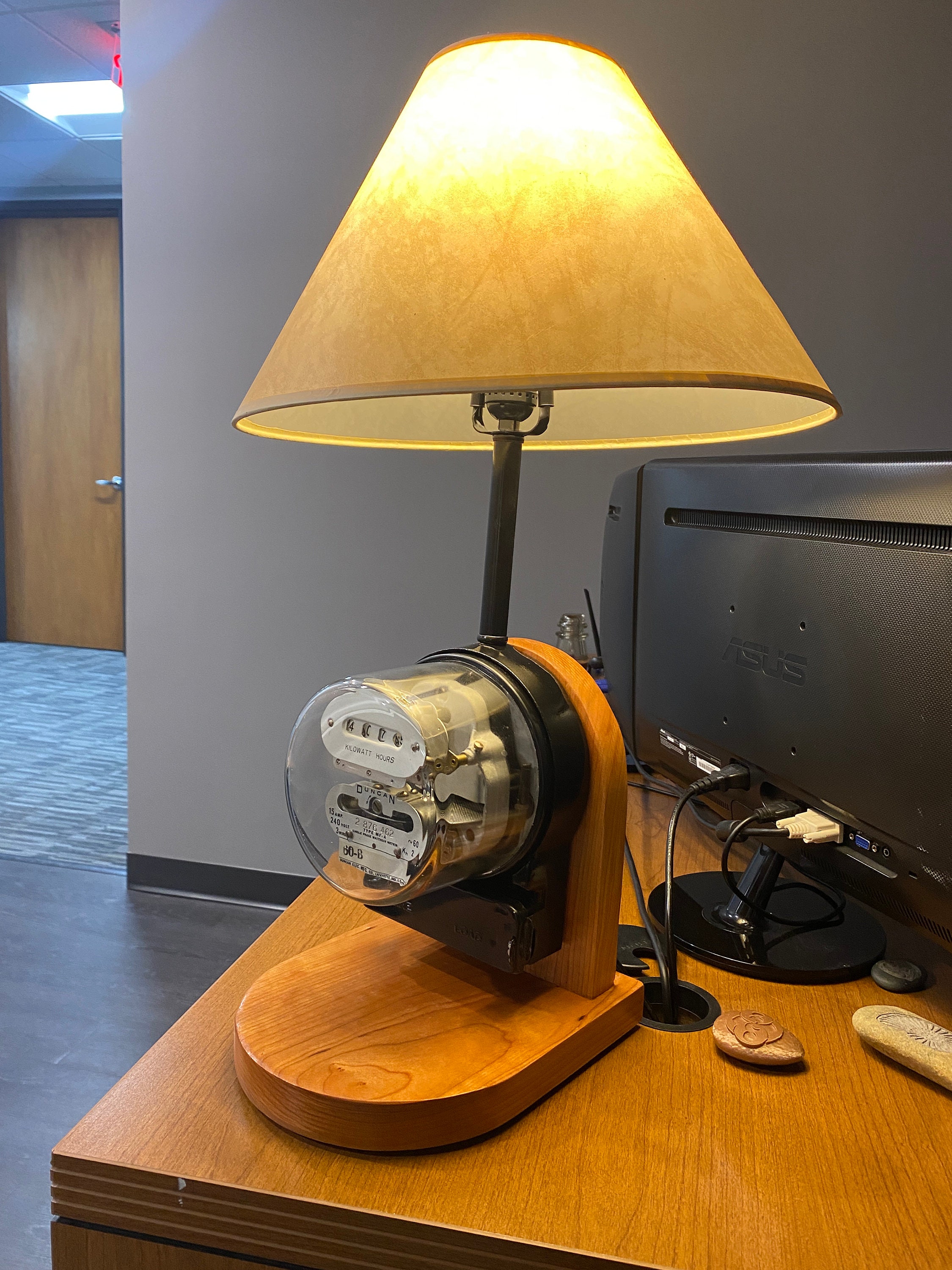 Rustic Vintage Meter Lamp With Working Watt Hour Meter Gift for Lineman ...